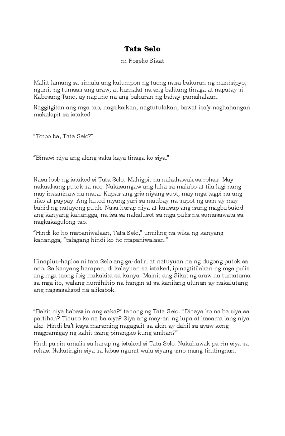 TATA-SELO - Ijdjdud - Tata Selo ni Rogelio Sikat Maliit lamang sa ...