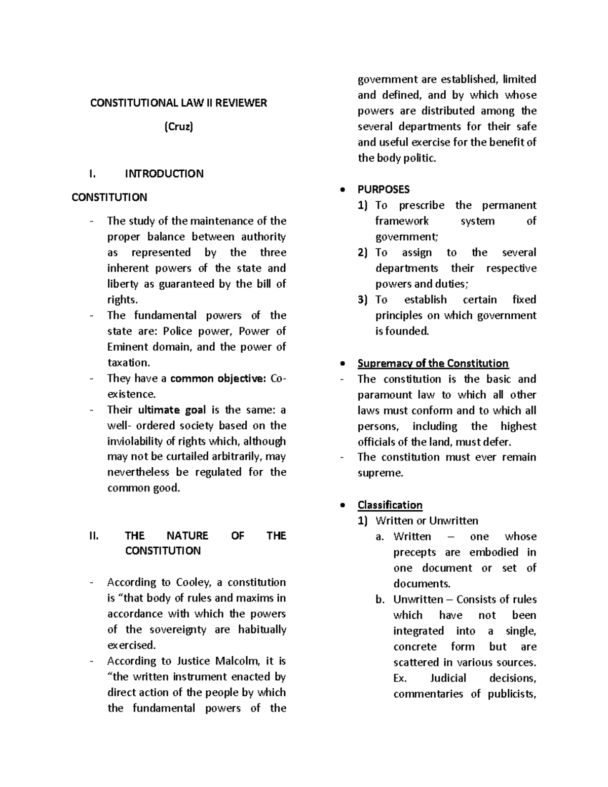 Consti 2 reviewer cruz pdf free - CONSTITUTIONAL LAW II REVIEWER (Cruz) I. INTRODUCTION ...