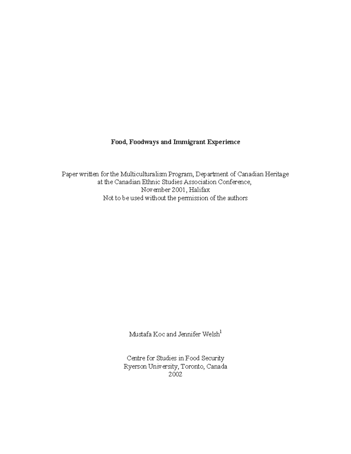 Fsgsgsgdgdgsggsgsuus - Food, Foodways and Immigrant Experience Paper ...