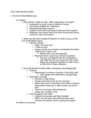 Exam 2 Study Guide - Humanities II Spring 2019 Test Two Review Guide. I ...