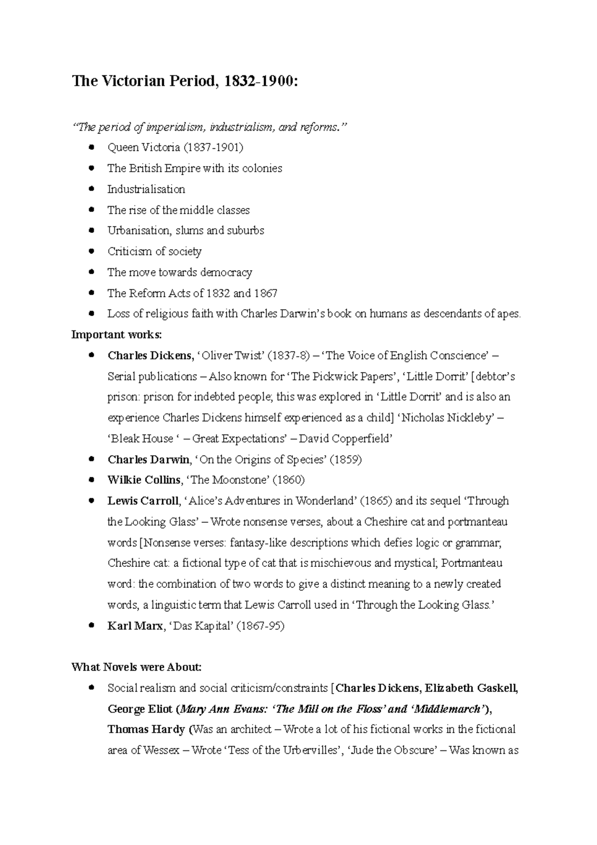 The Victorian Period Texts - The Victorian Period, 1832-1900: “The ...