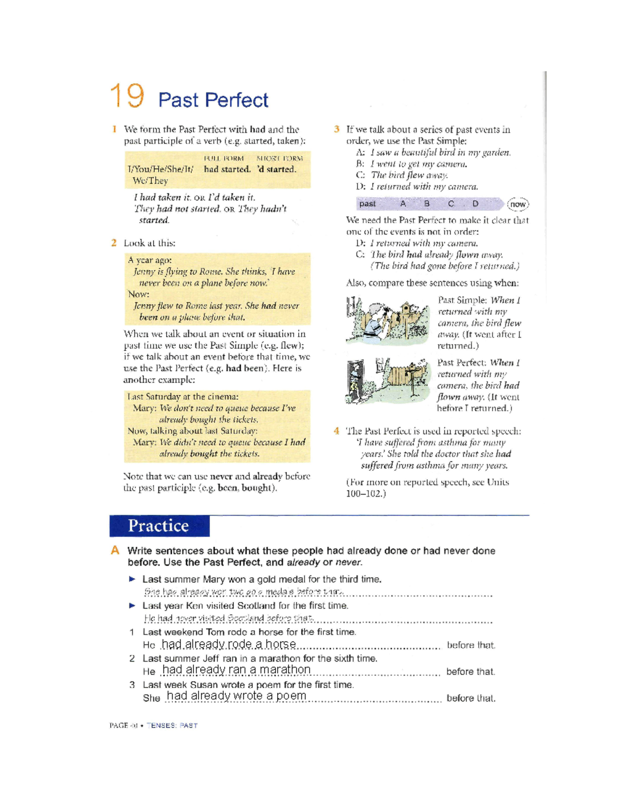 Past Perfect - ejercicios en clase - Ingles - had already rode a horse ...