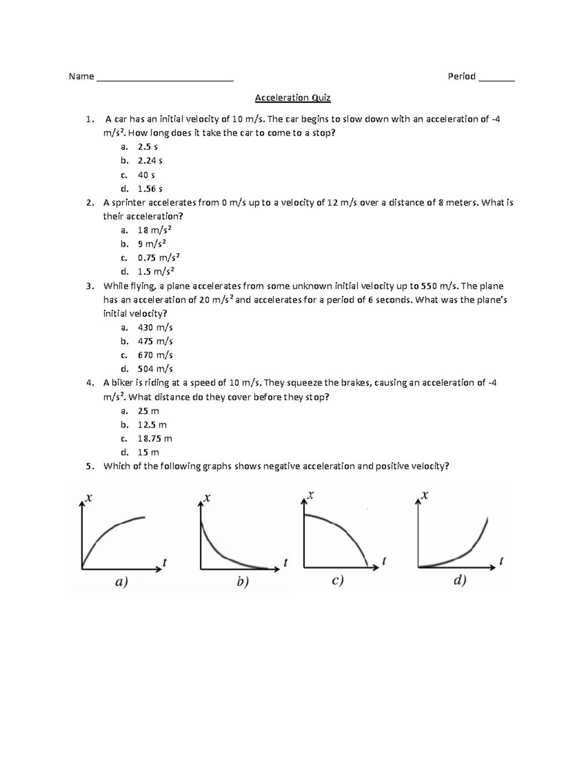 2022.23 Acceleration practice quiz - Name ...
