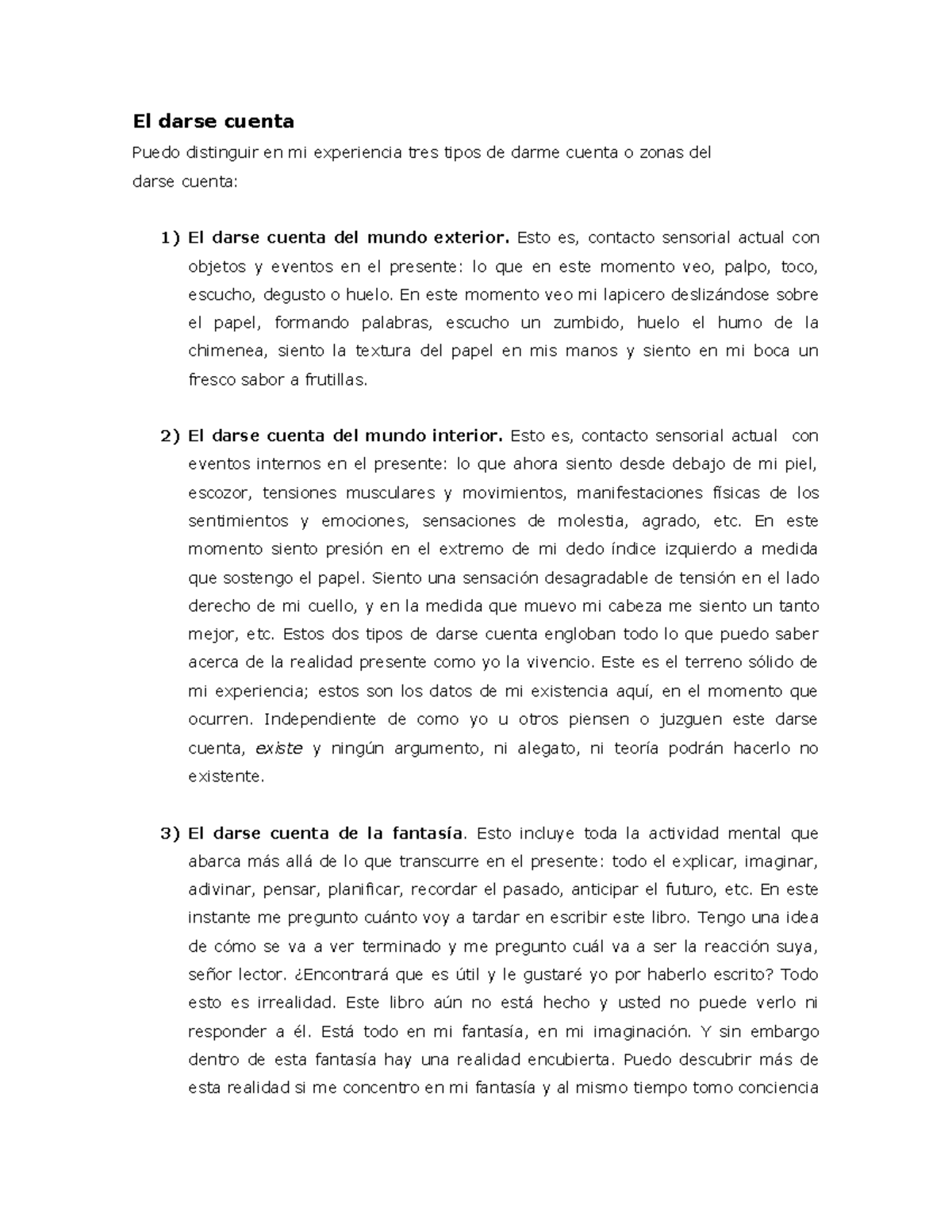 Apunte de los tipos de darse cuenta DPS1 - El darse cuenta Puedo ...