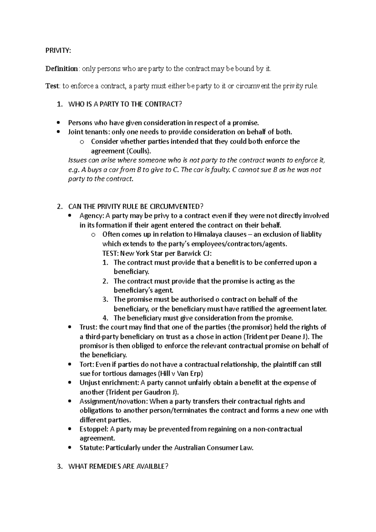 Privity - PRIVITY: Definition: only persons who are party to the ...