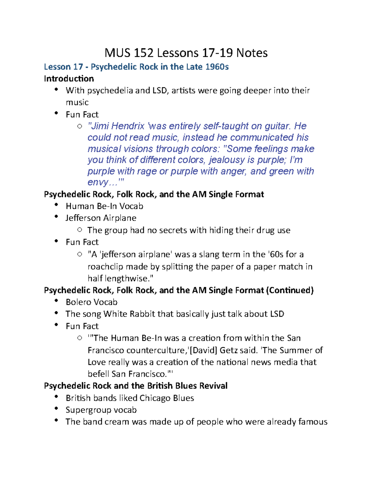 MUS 152 Lessons 17 - Notes from the class book - MUS 152 Lessons 17-19 ...