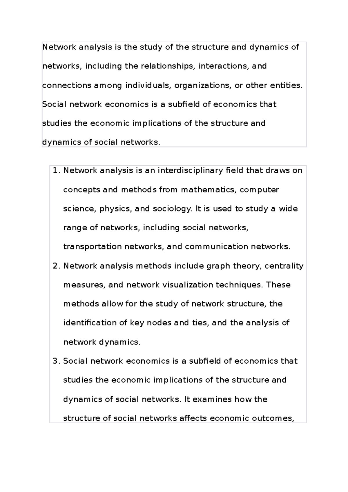 Network analysis and social network economics - Network analysis is the ...