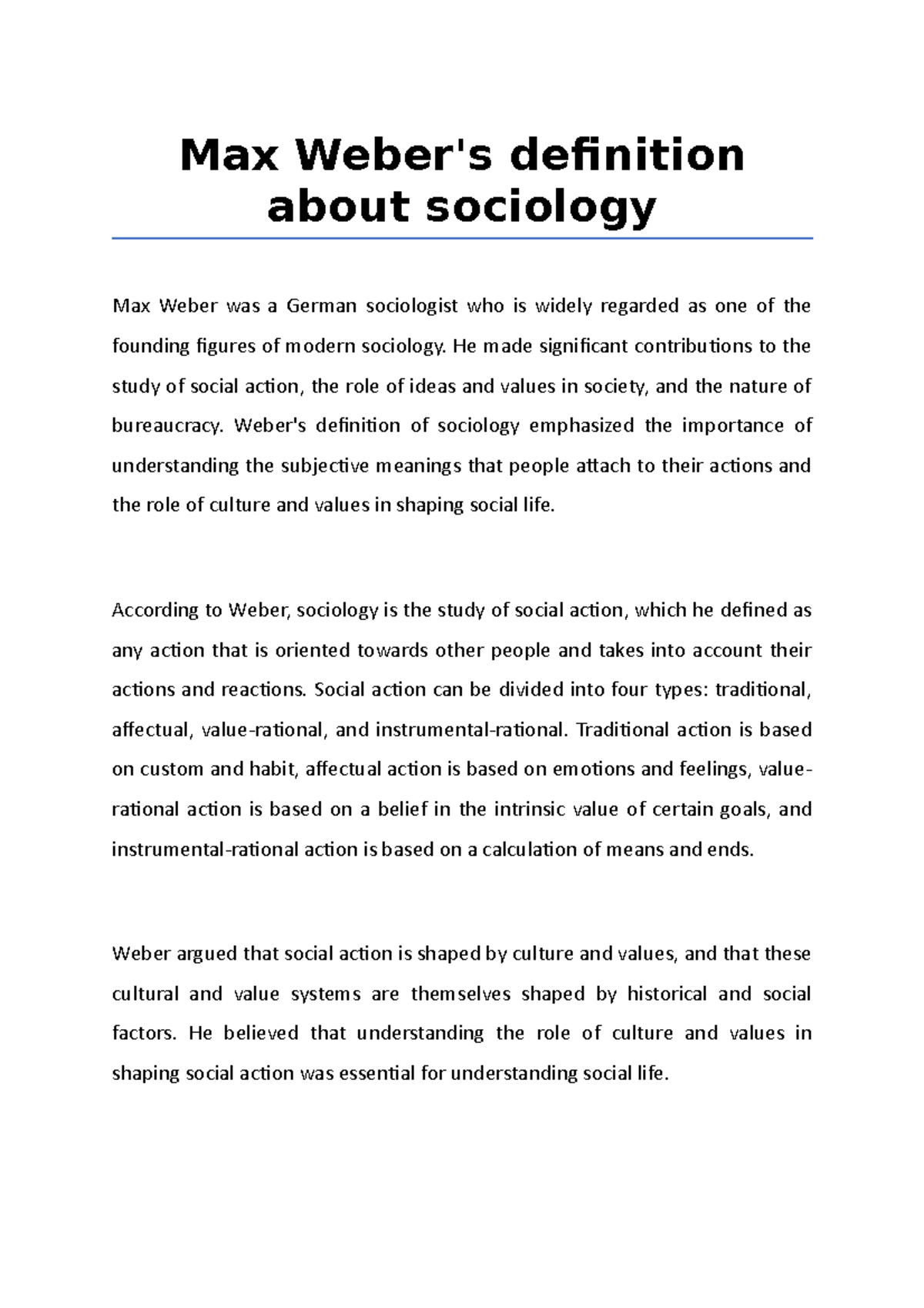 Max Weber's definition about sociology - Max Weber's definition about ...
