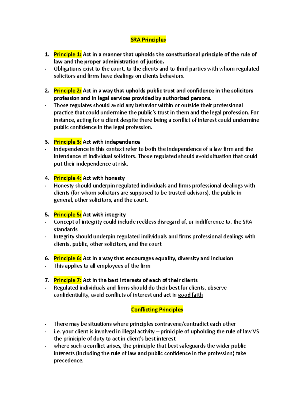 SRA Principles - Principle 1: Act in a manner that upholds the ...