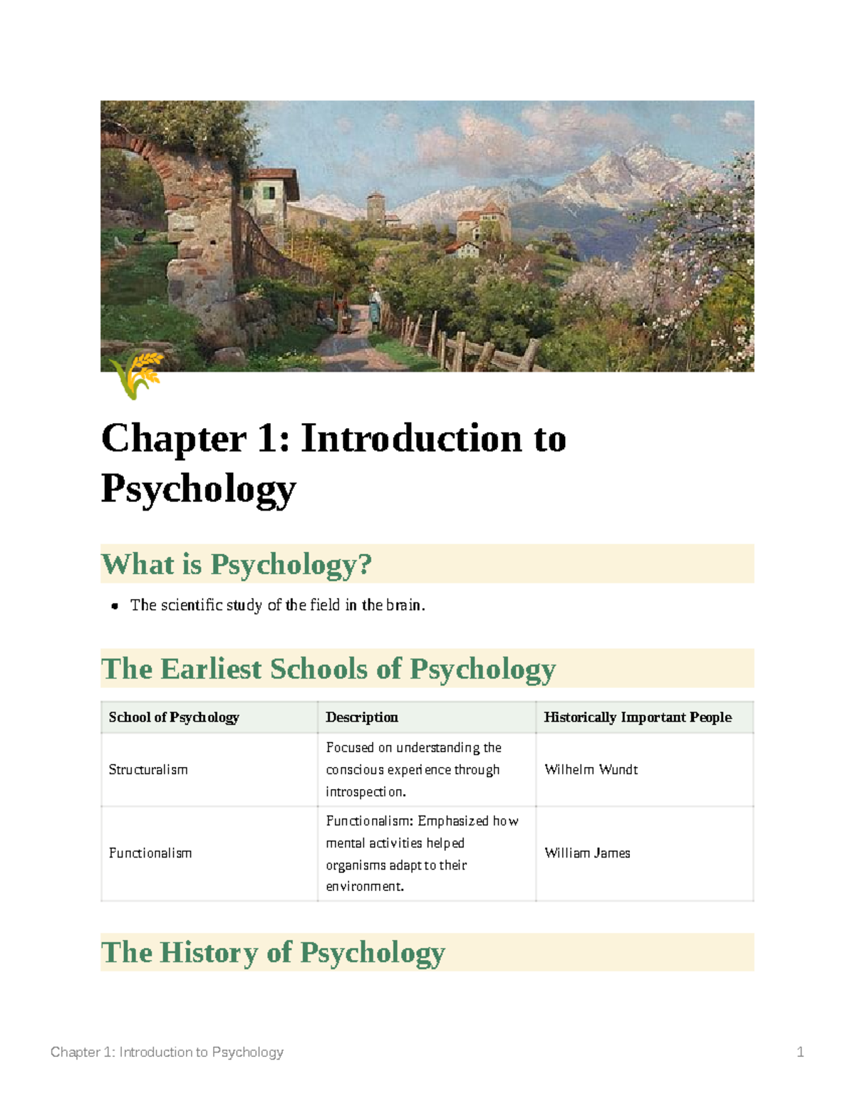 Chapter 1 Introduction to Psychology - Chapter 1: Introduction to Psychology 1 3 Chapter 1 ...