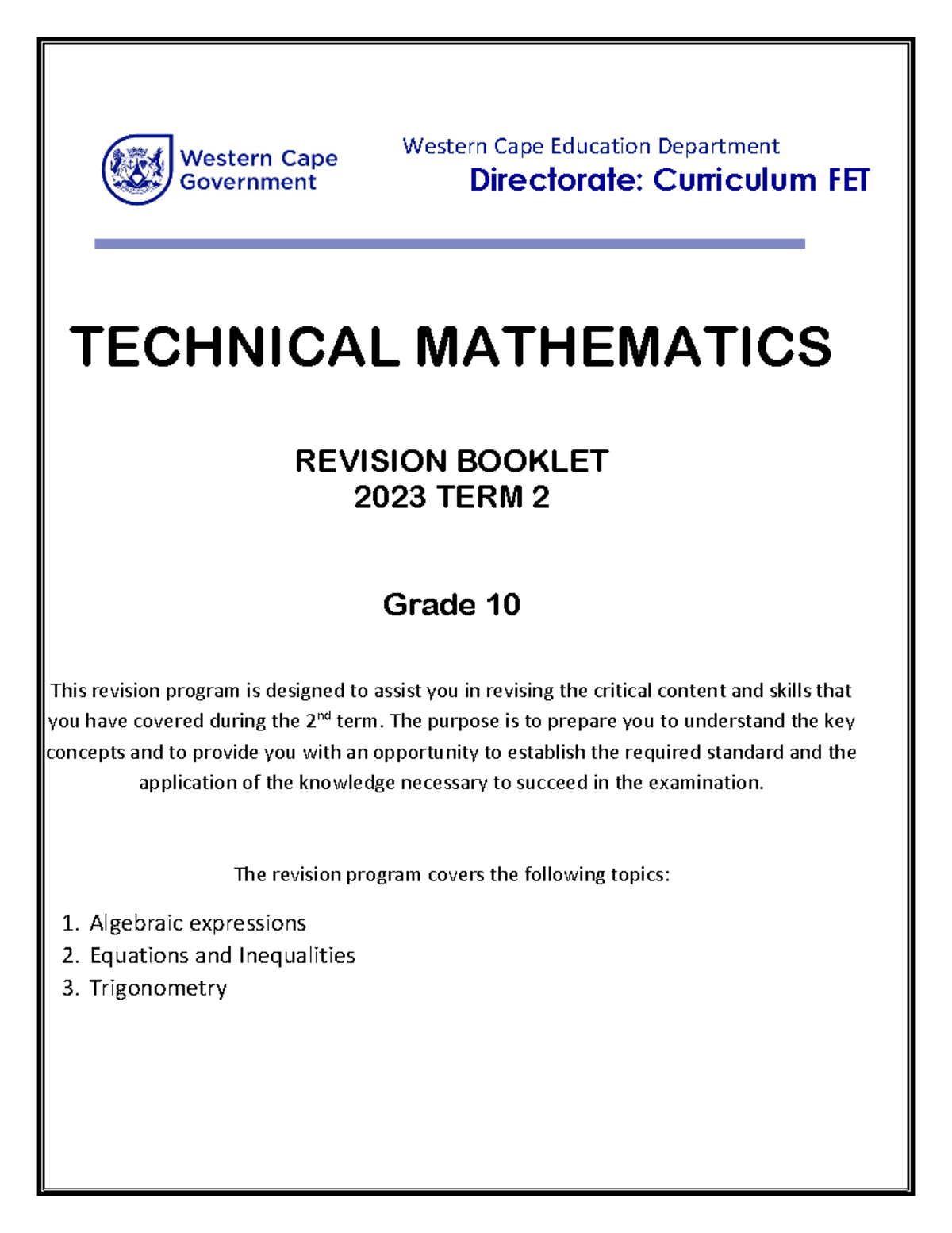 Technical Mathematics Gr 10 learner support material term 2- 2023 ...