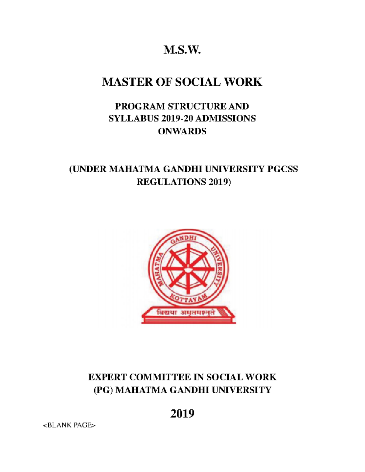 Syllabus - M.S. MASTER OF SOCIAL WORK PROGRAM STRUCTURE AND SYLLABUS ...