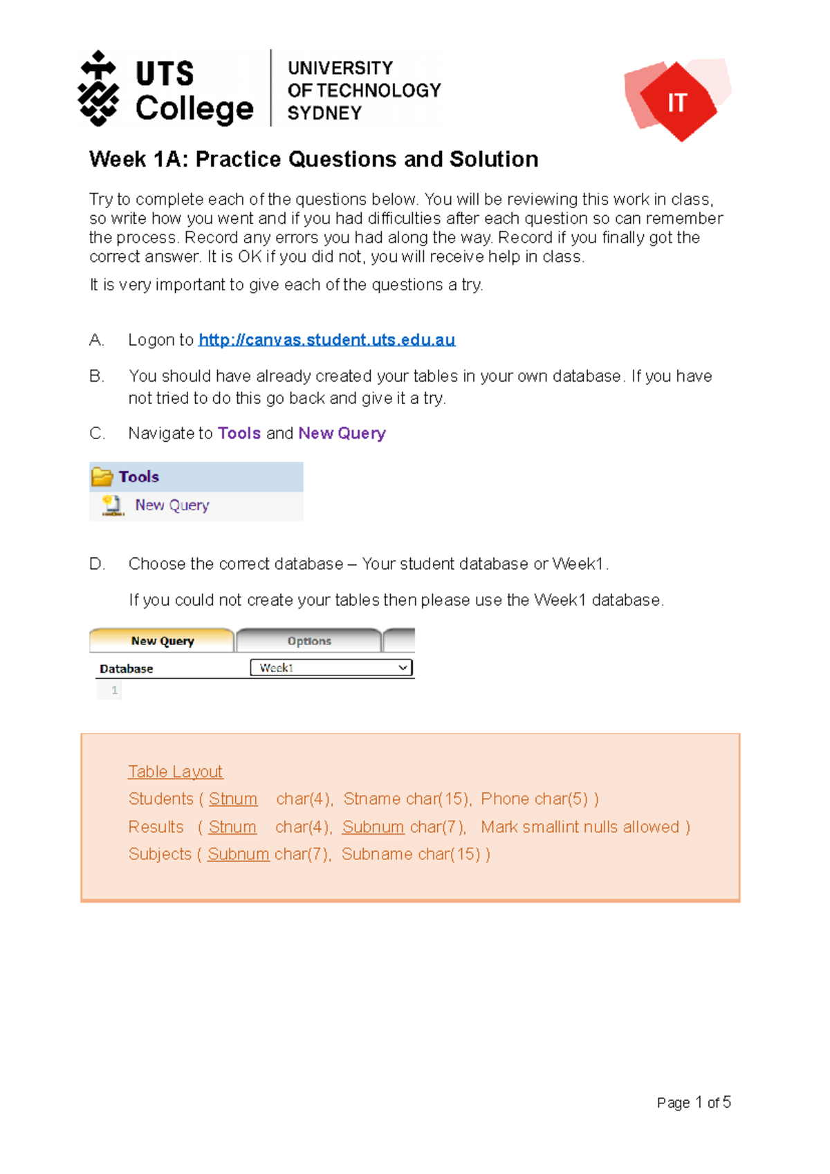 Week 1A - Practice Questions Solution - Week 1A: Practice Questions and ...