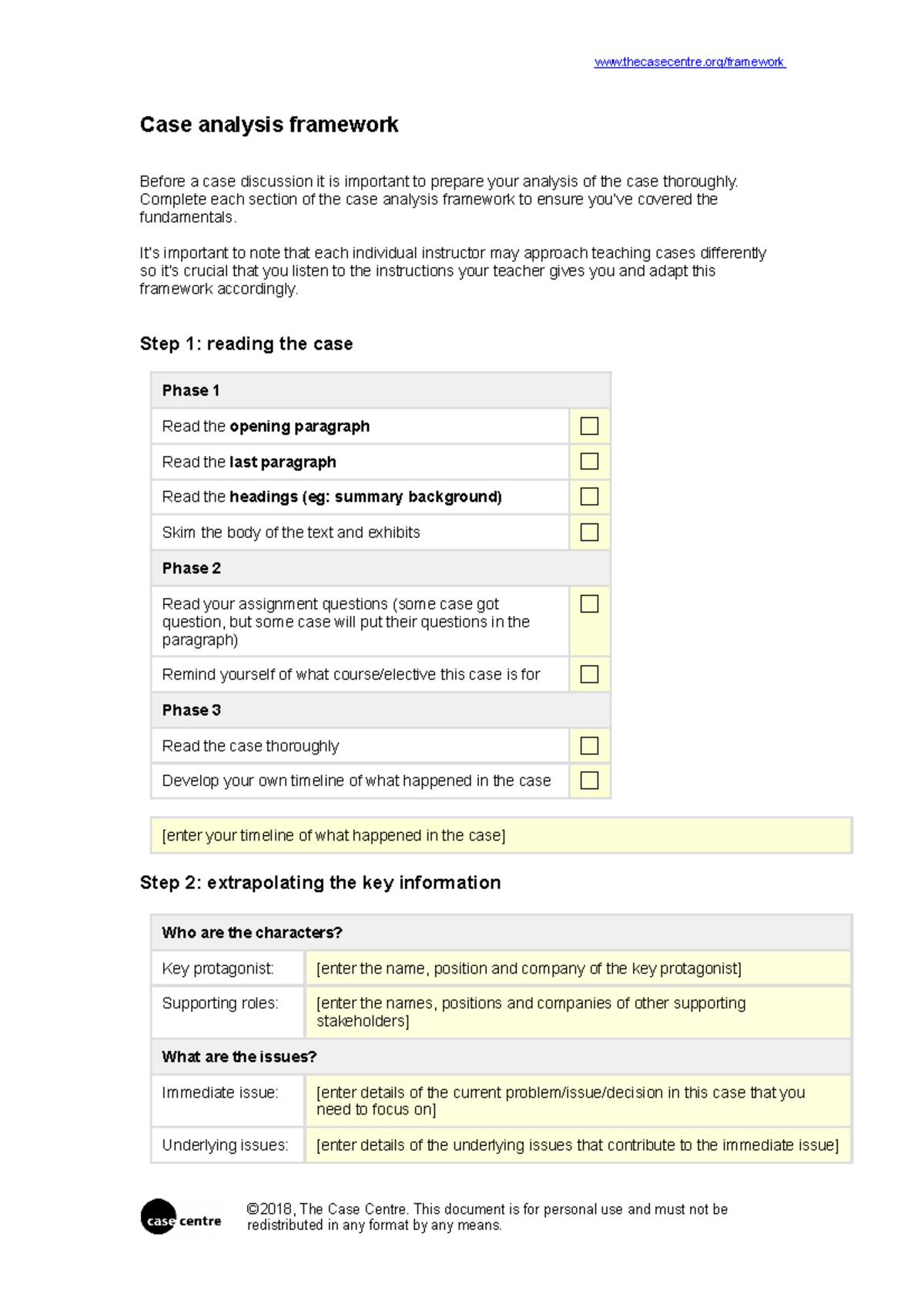 CASE Fwork - Introduction towards the framework of the case study ...