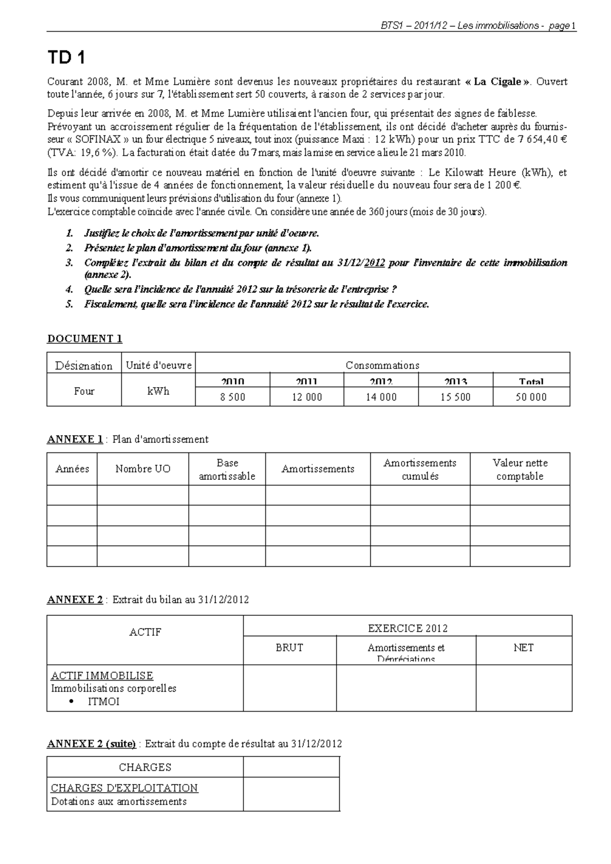 TD 1 et 2 - ok new résultat - TD 1 Courant 2008, M. et Mme Lumière sont ...