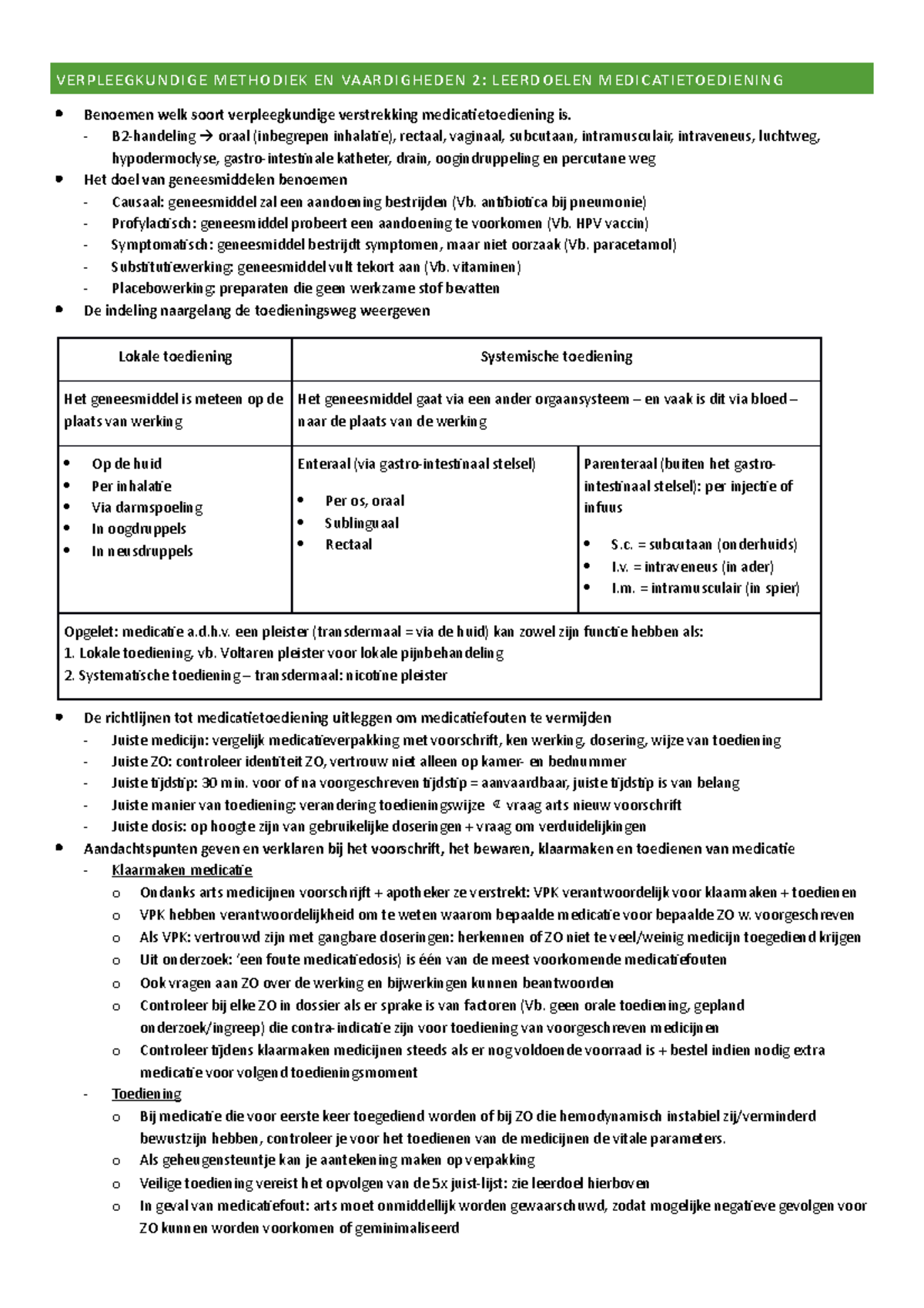 Medicatietoediening - B2-handeling oraal (inbegrepen inhalatie ...