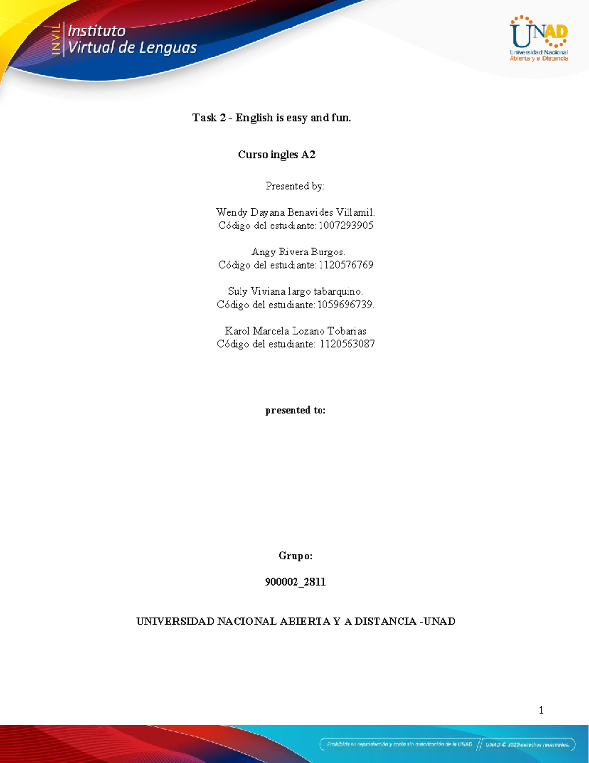 1 Activity Guide and Evaluation Rubric - Task 2 - English is easy and fun - Task 2 - English is ...