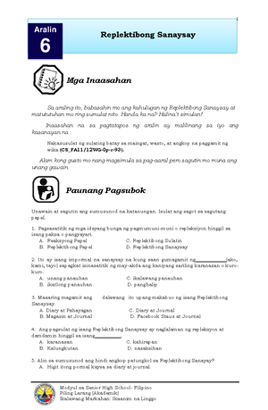 Filipino Akademik Q2 Week 7 - Modyul sa Senior High School-Filipino ...