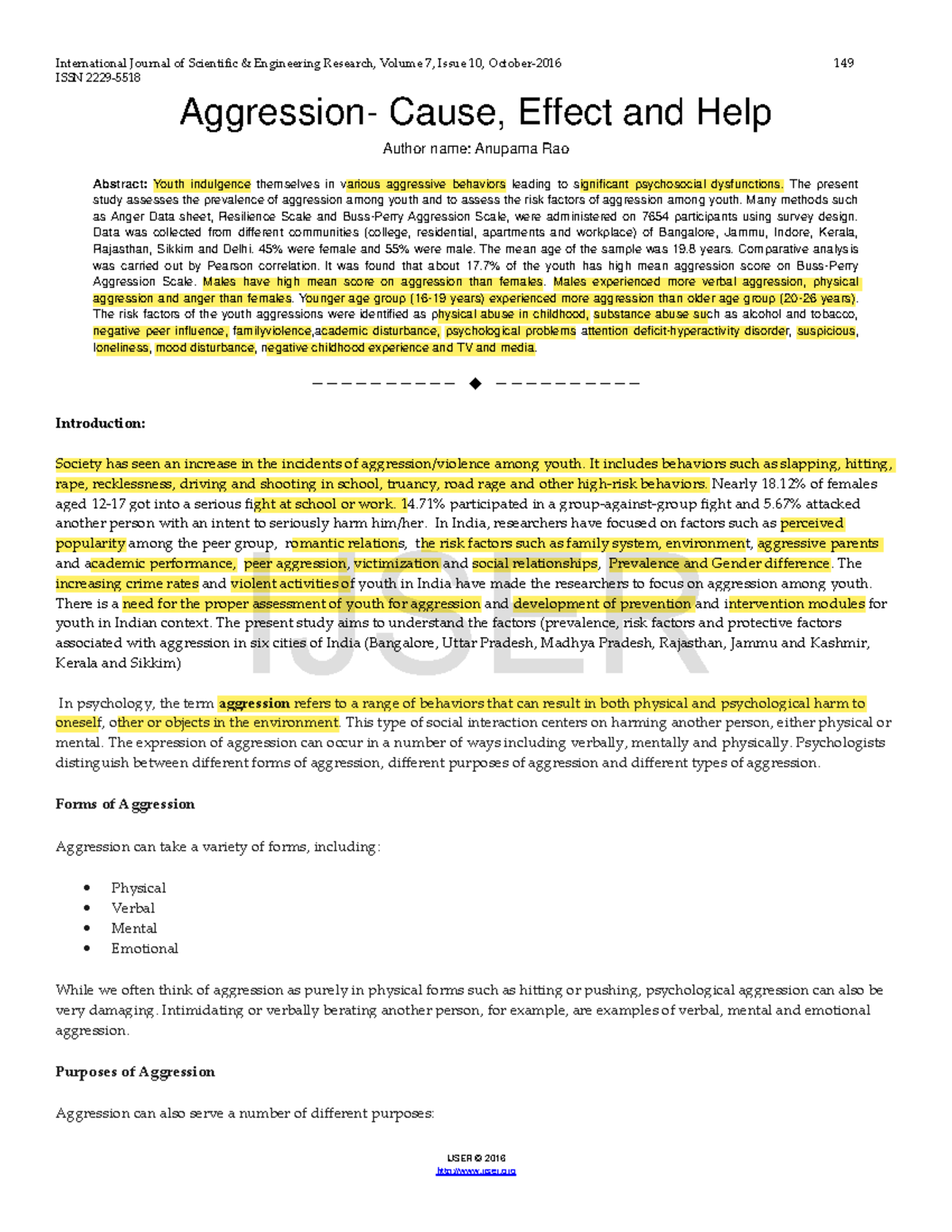 31.1.22 Unit 1 Catharsis as a Preventative Model for Aggression - ISSN ...