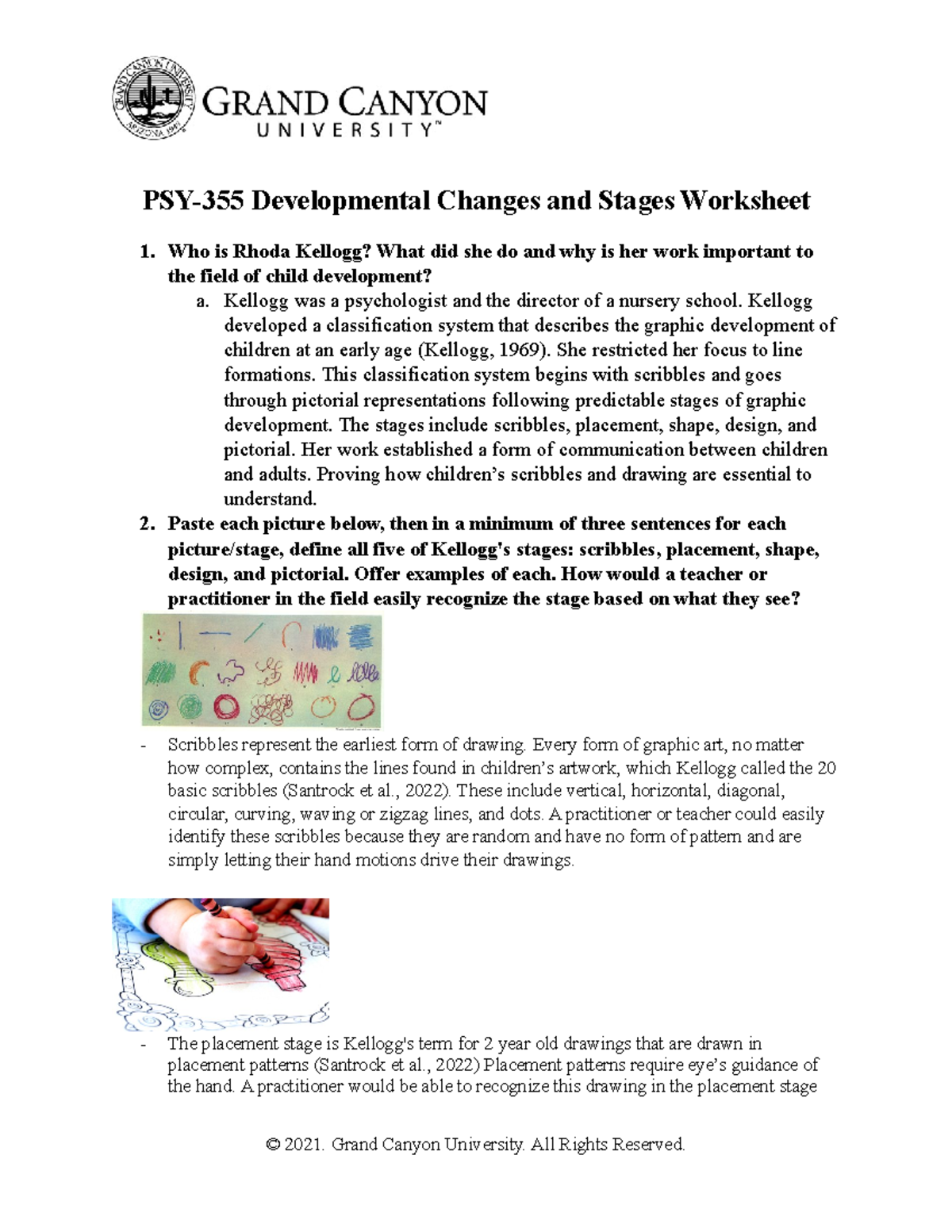 Picture drawing worksheet - PSY-355 Developmental Changes and Stages ...