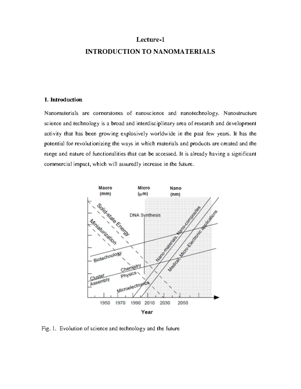 Nanotechnology-Lectures - Lecture- 1 INTRODUCTION TO NANOMATERIALS 1 ...
