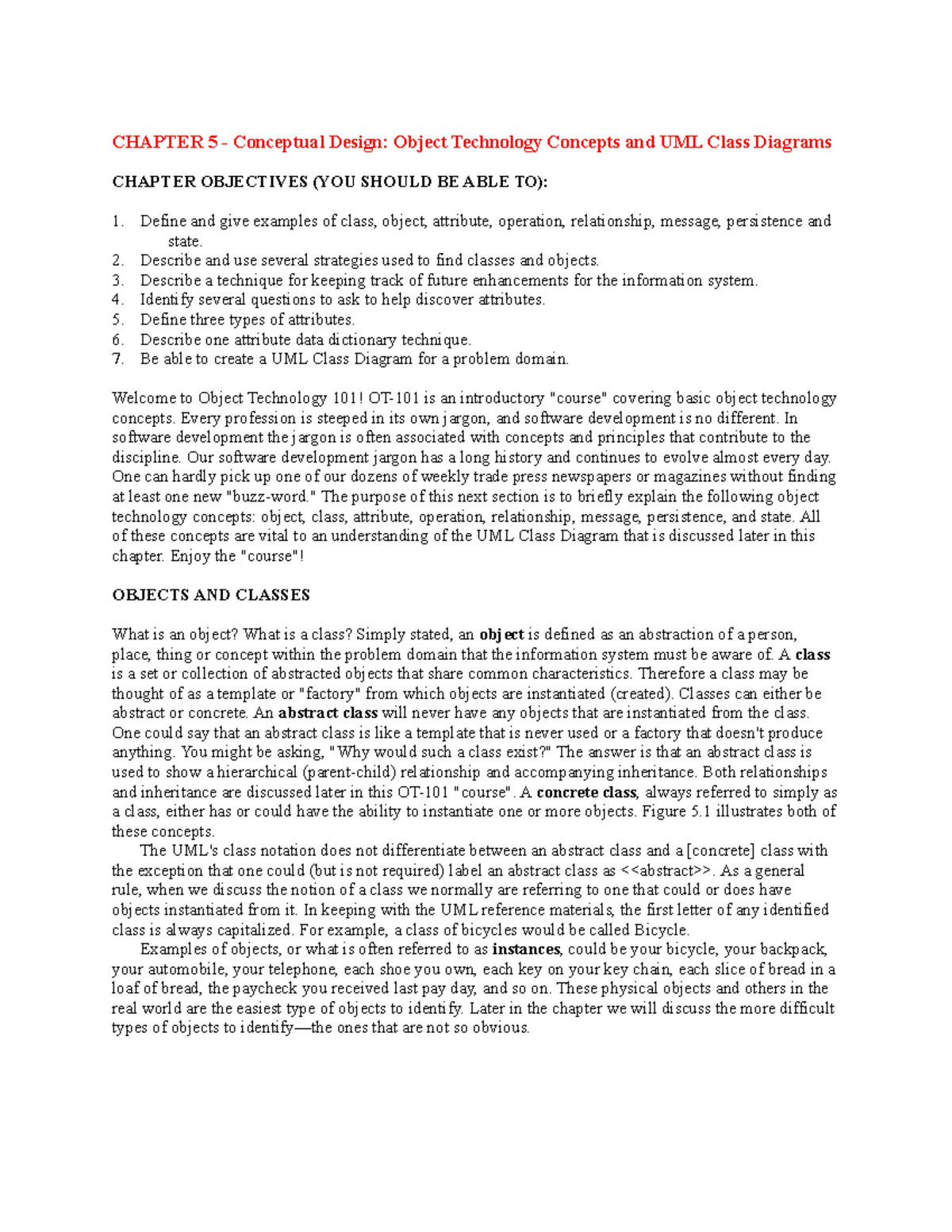 Ch05 Objects Technology Concepts - CHAPTER 5 - Conceptual Design: Object Technology Concepts and ...