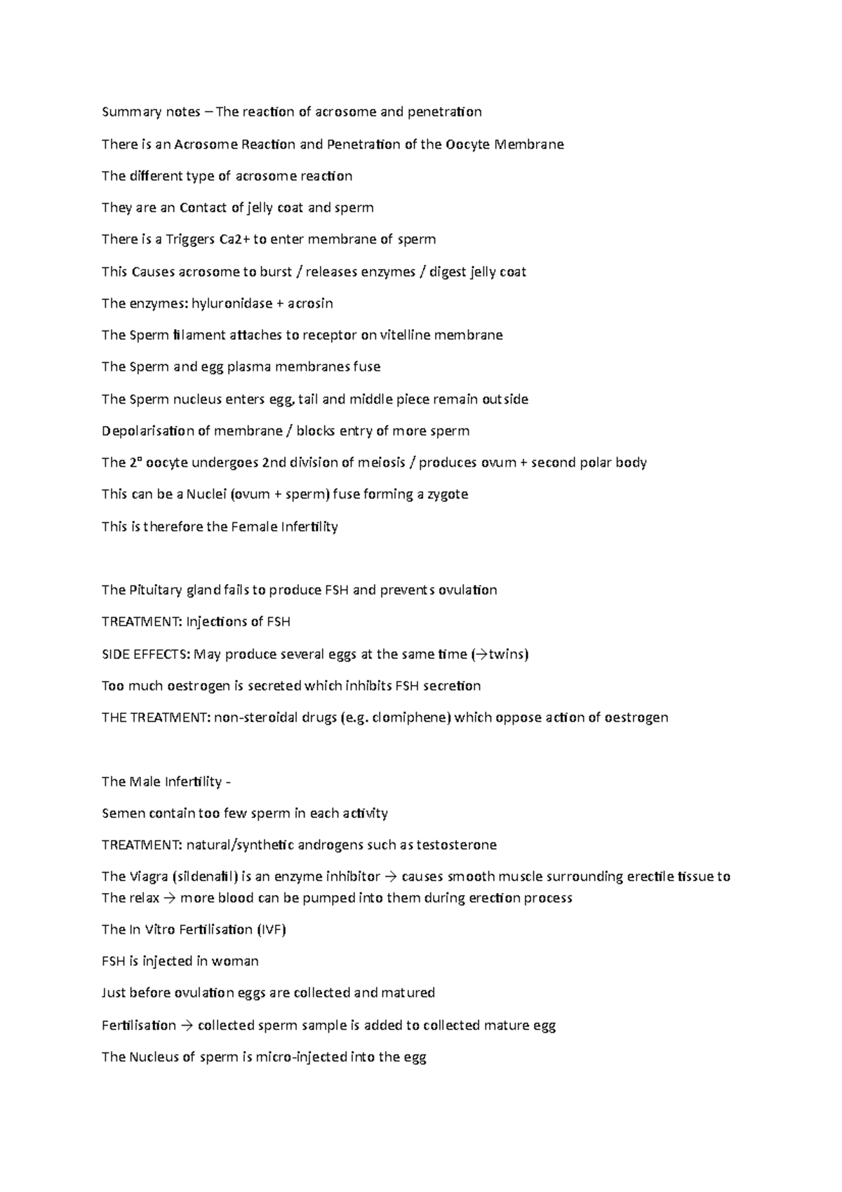 Summary notes – The reaction of acrosome and penetration - Summary ...