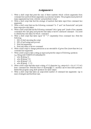 Assignment 7 - shell lab - Assignment- SHELL PROGRAMMING Exercise 1 ...