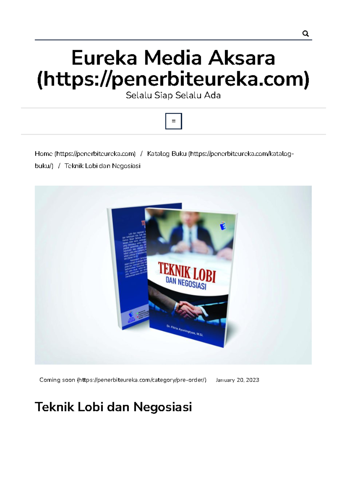 Teknik Lobi dan Negosiasi – Eureka Media Aksara - Search... Eureka Media Aksara (penerbiteureka ...