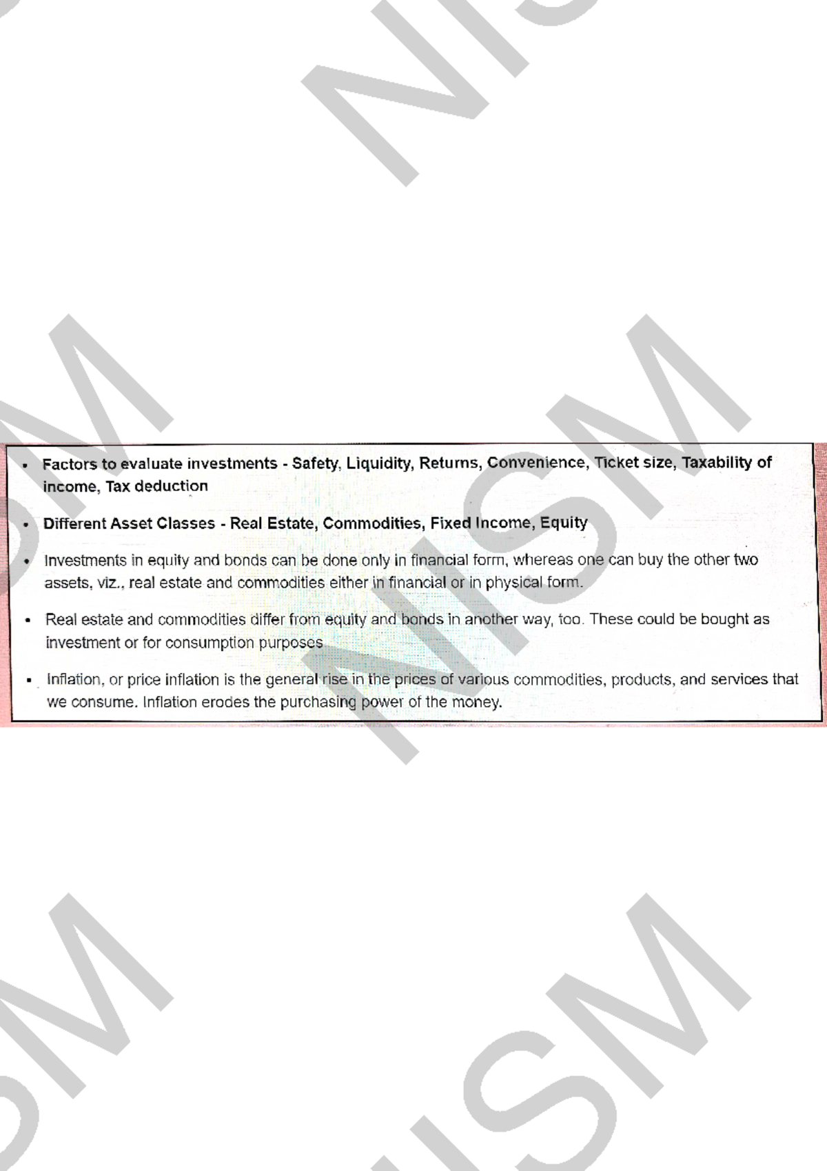 NISM 5A important notes - Factors to evaluate investments - Safety ...