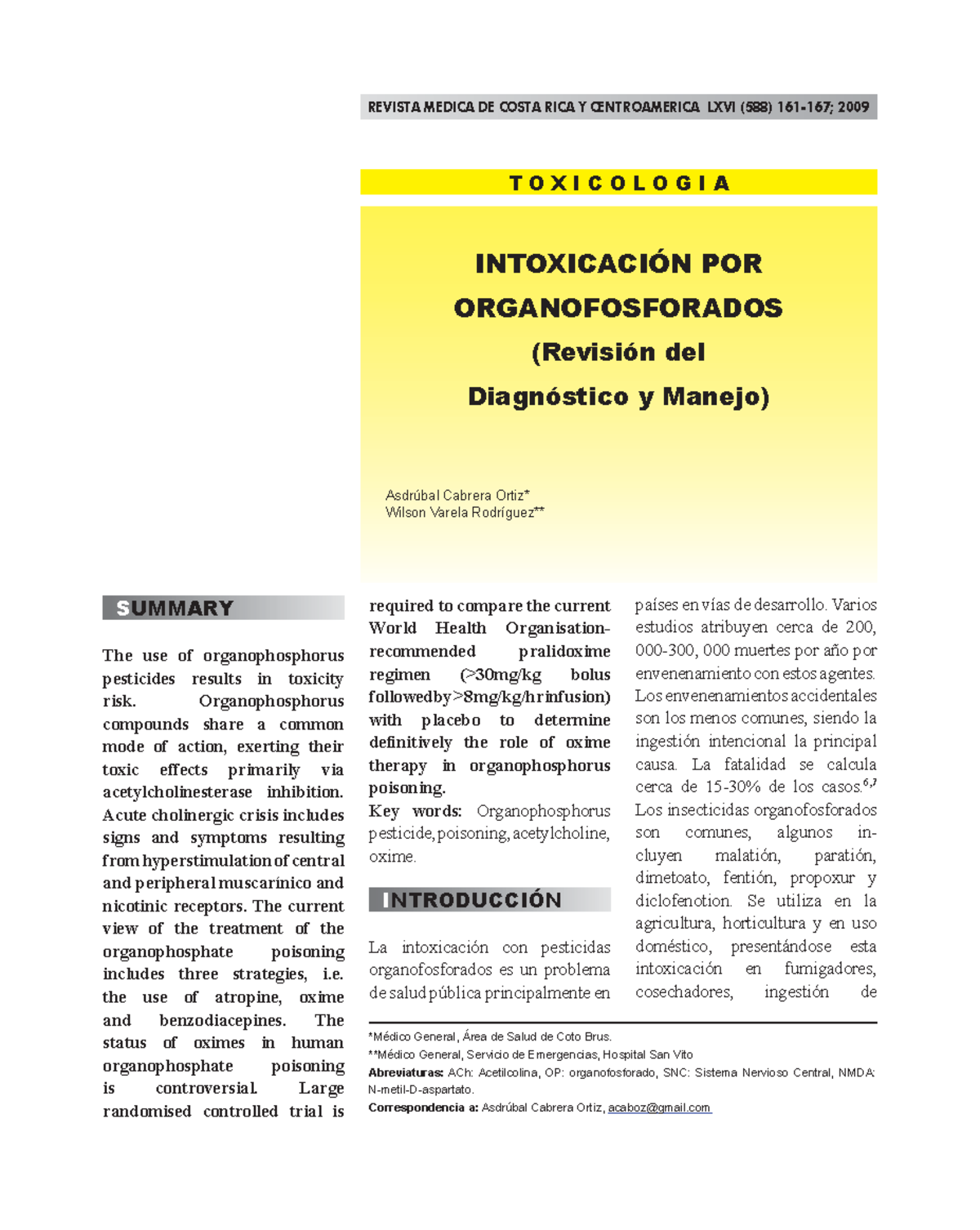 Organos Fosfordos - FDFFG - T O X I C O L O G I A required to compare ...