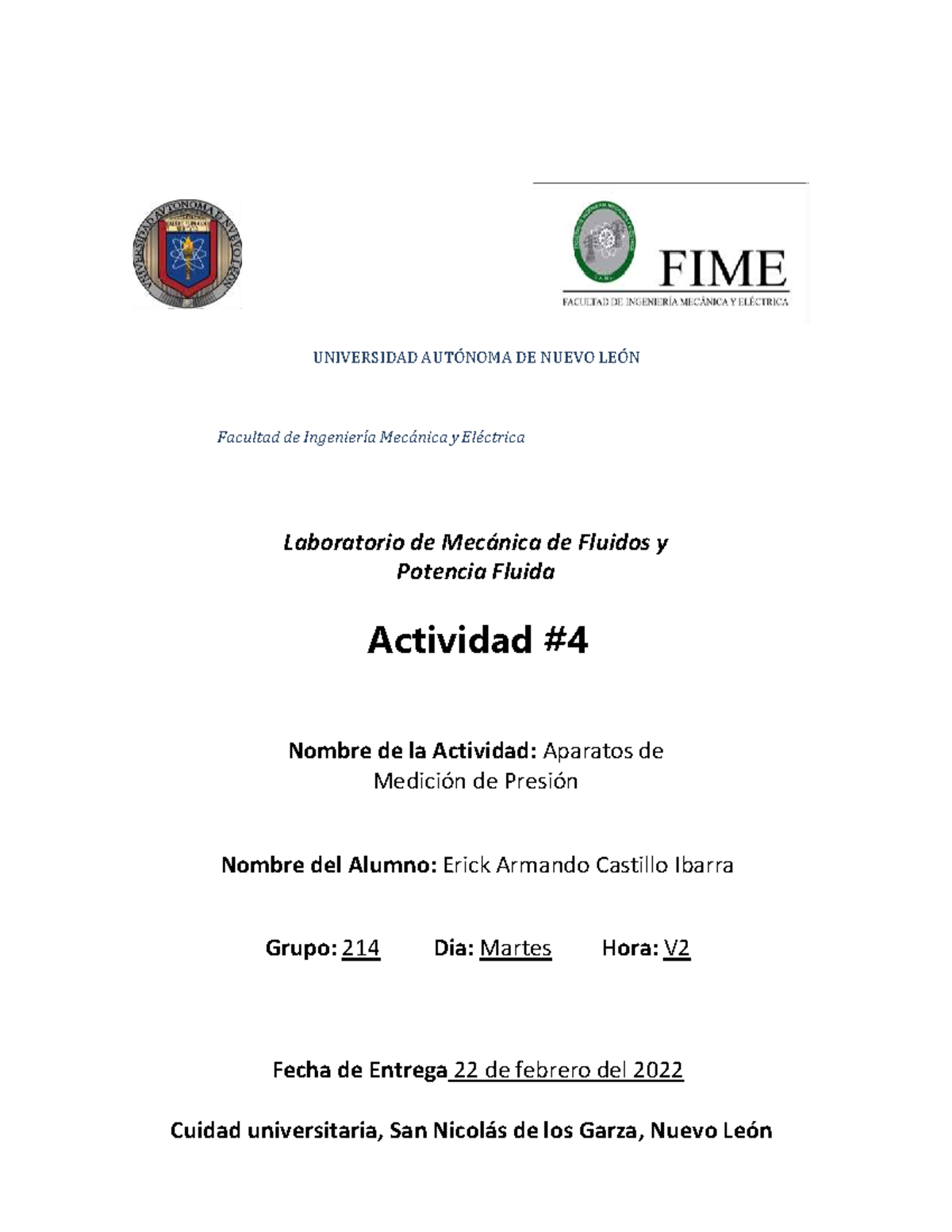 Practica - 0000000000000 - UNIVERSIDAD AUT”NOMA DE NUEVO LE”N Facultad de IngenierÌa Mec·nica y ...