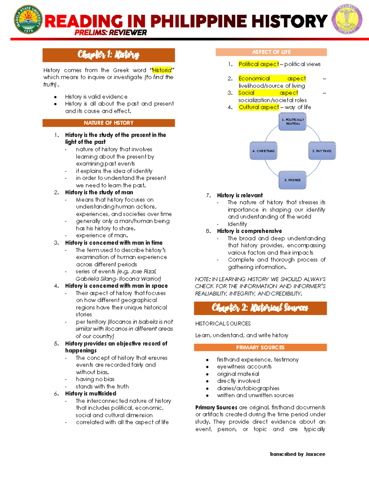 Reading in Philippine History Prelim - PRELIMS:REVIEWER Chapter 1 ...