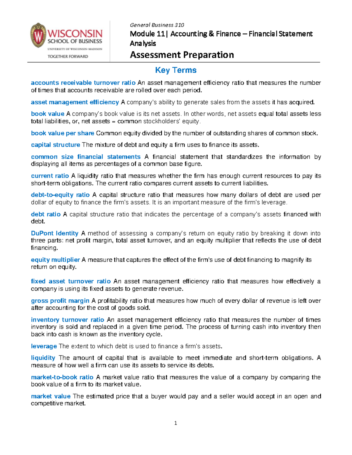 Module 11 Assessment Preparation - General Business 310 Module 11 ...