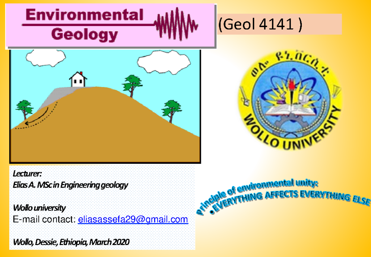 Env't geology. geol 4141. power point - (Geol 4141 ) Lecturer: Elias A ...