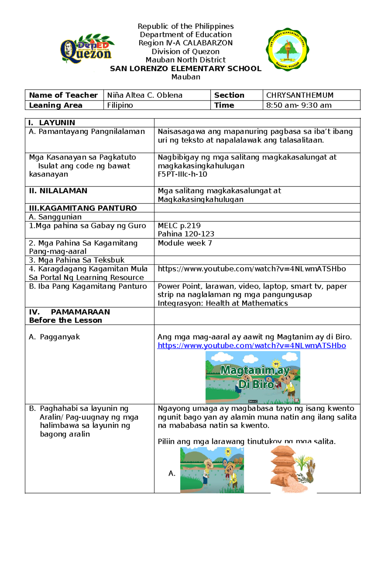 COT3-Filipino-5 - Republic of the Philippines Department of Education ...