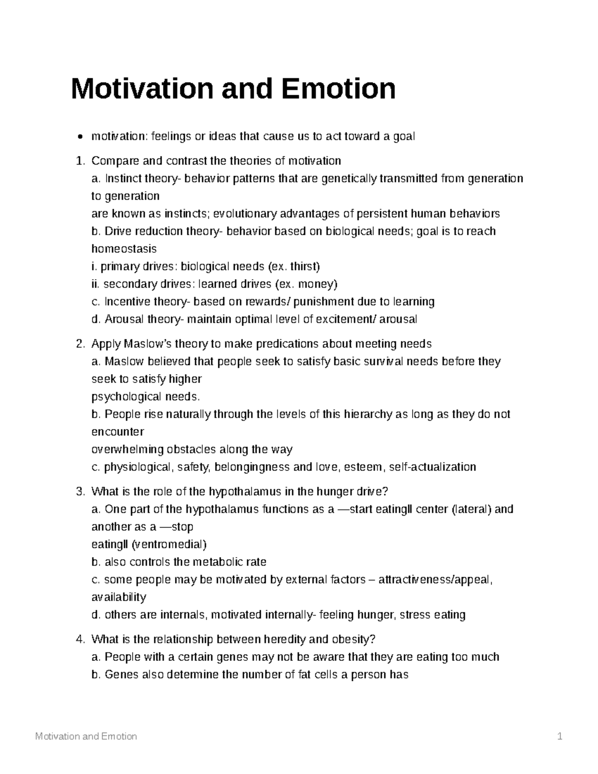 Motivation and Emotion - Instinct theory- behavior patterns that are ...