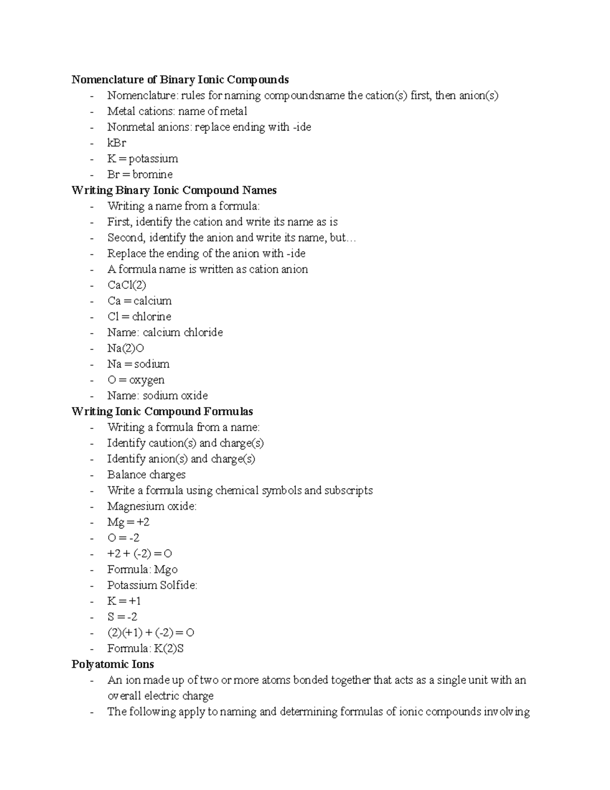 Bonds - Chemistry Notes - Nomenclature of Binary Ionic Compounds ...