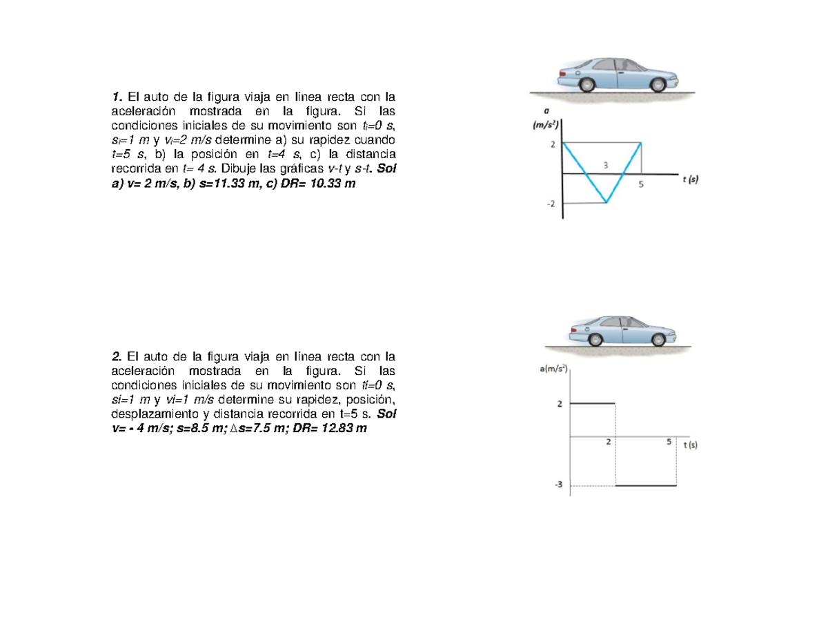 Serie 1 - El auto de la figura viaja en línea recta con la aceleración ...