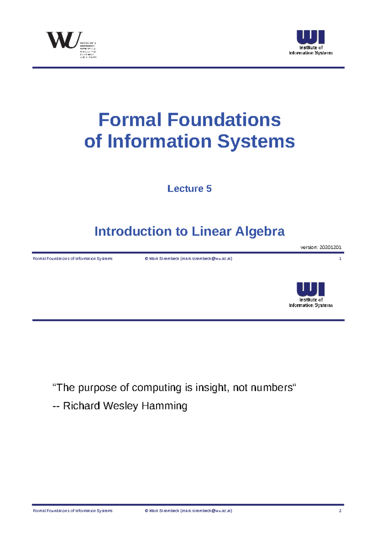 Handout 05 linear algebra - - Studocu