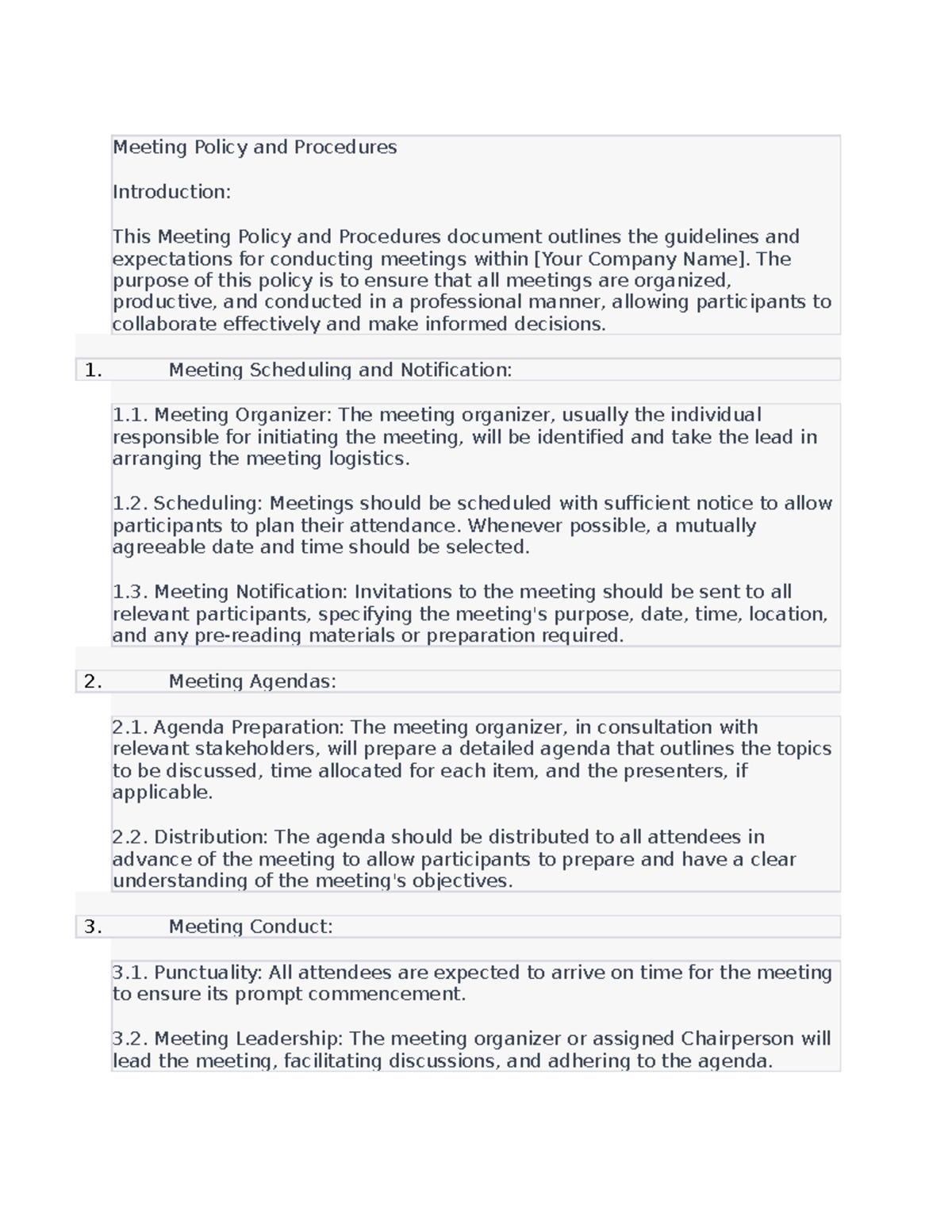 Meeting Policy and Procedures 1 - The purpose of this policy is to ...