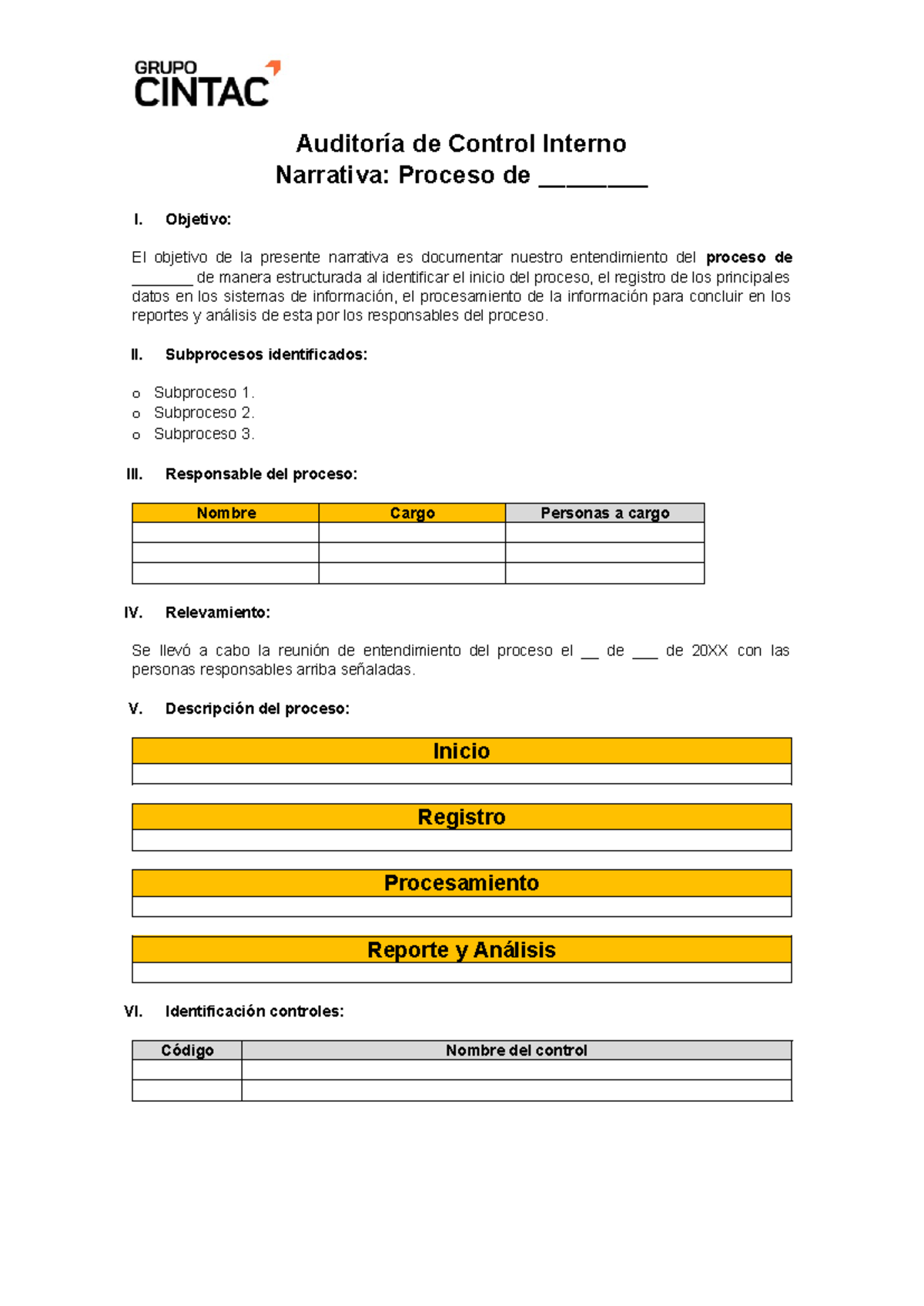 I Narrativa de proceso - SSSSSSSSSSSSSSS - Auditoría de Control Interno ...