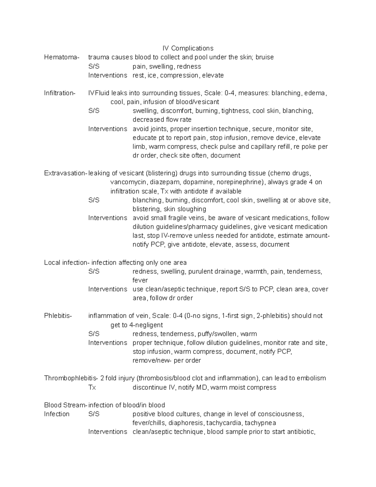 IV Complications - IV Complications Hematoma- trauma causes blood to ...