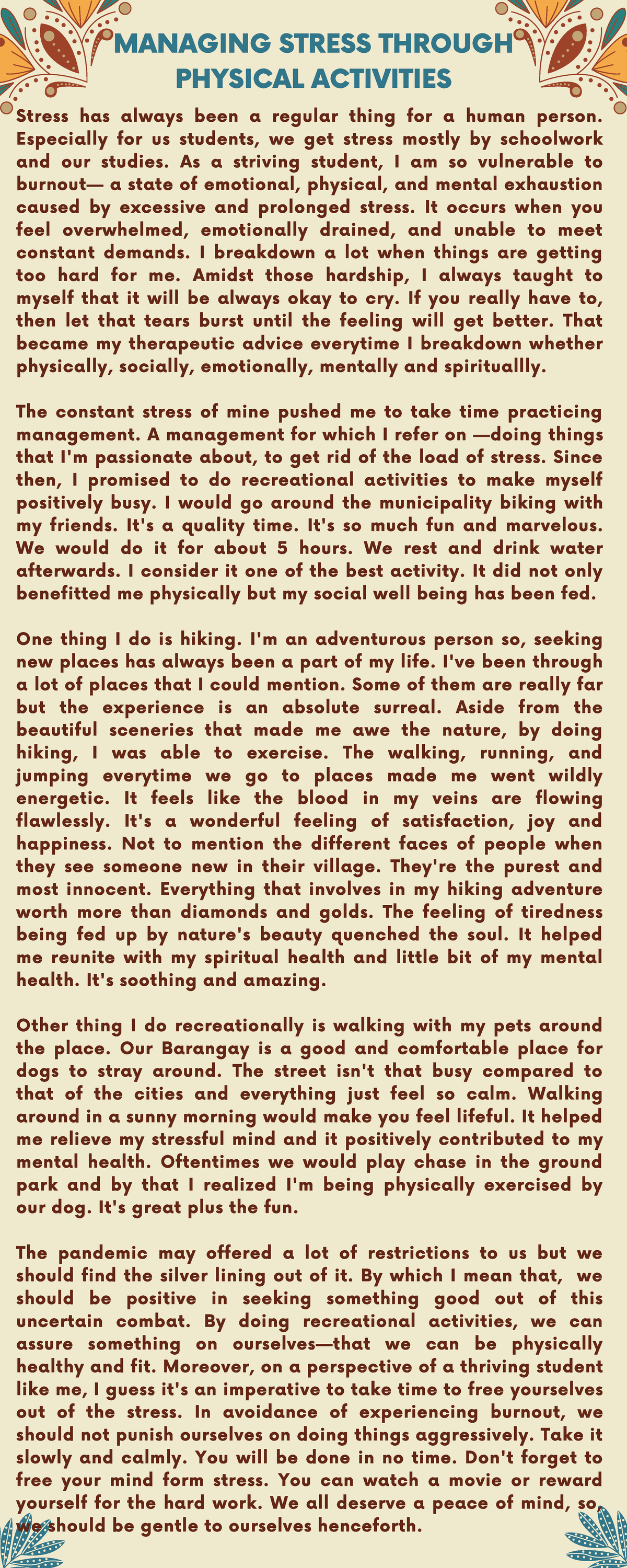 Managing Stress Through Physical Activities - Stress has always been a ...