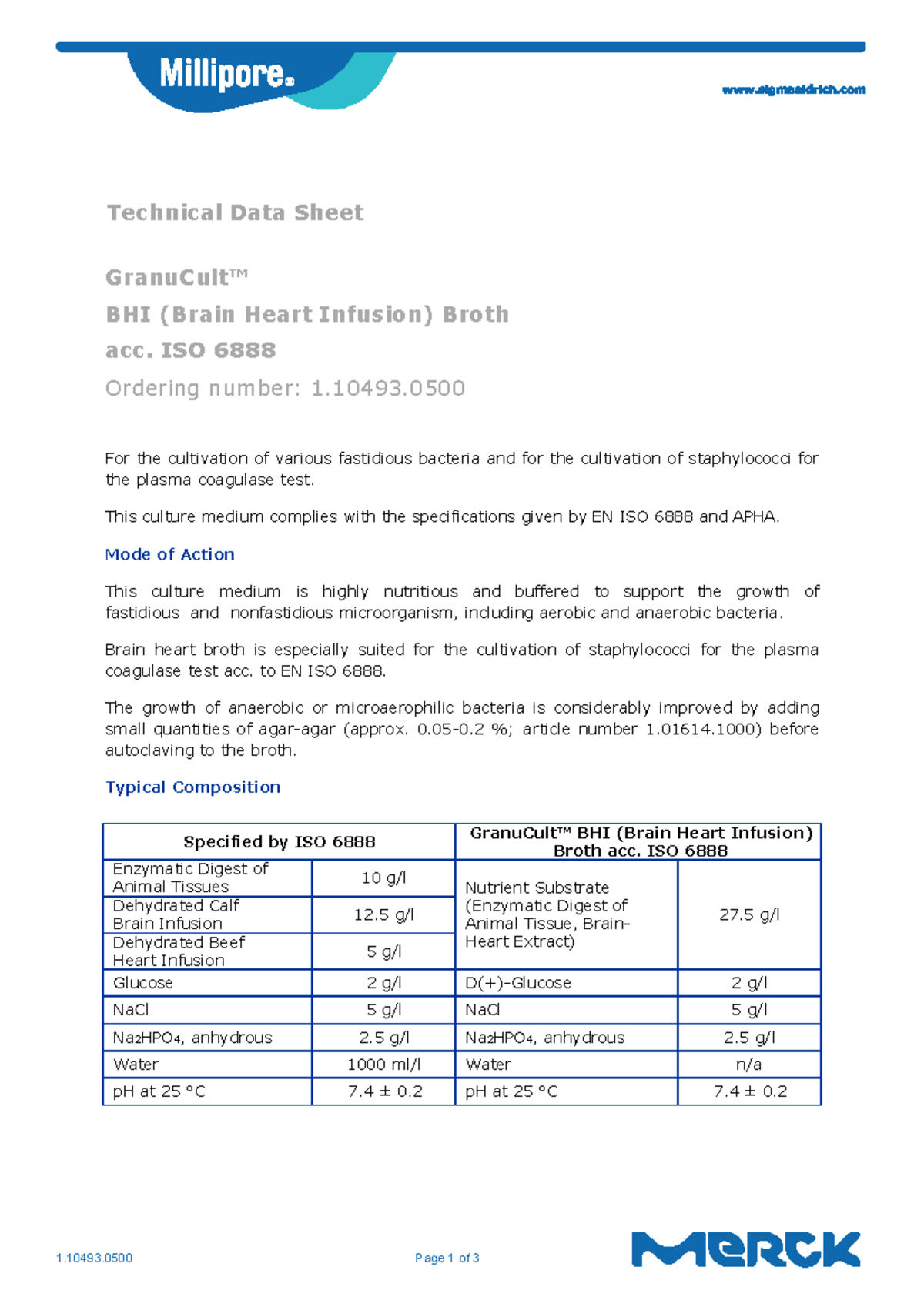 Merck Rebrand 110493 1907 - 1.10493 Page 1 of 3 Technical Data Sheet ...