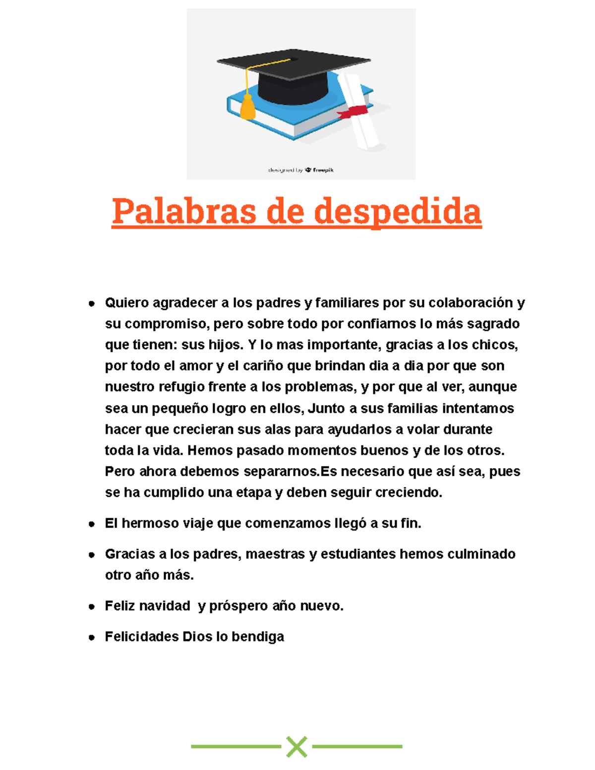 Palbras despedida - palabras - Palabras de despedida Quiero agradecer a ...