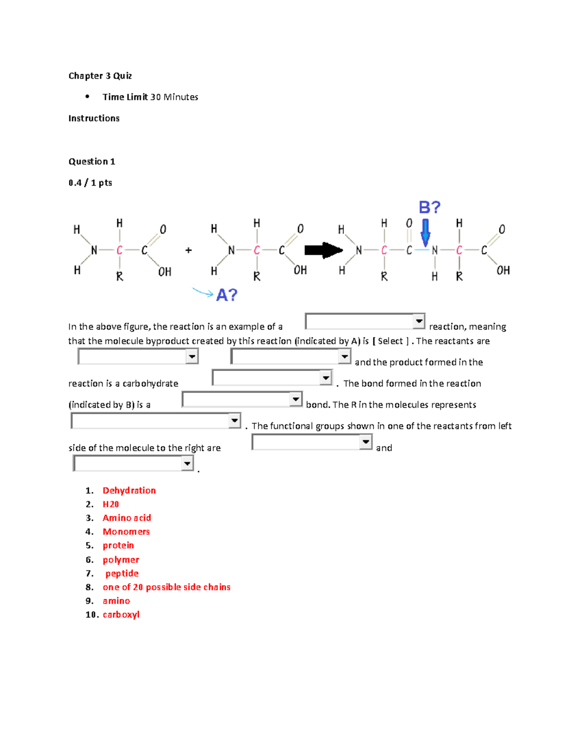 Biology 1610 weekly quiz - Chapter 3 Quiz Time Limit 30 Minutes ...