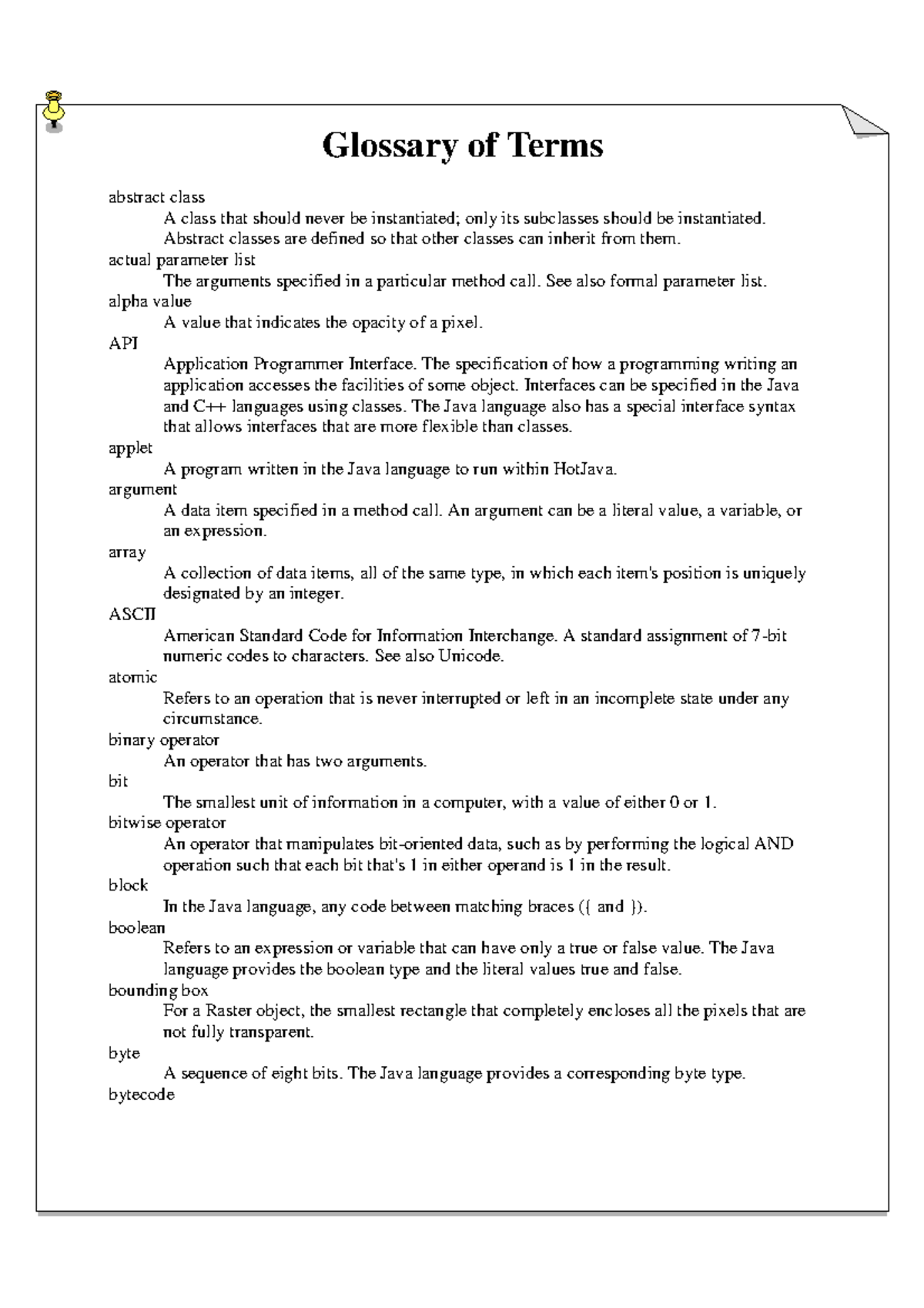 CSEN401 Old Revision Computer Science Definitions - Glossary of Terms ...