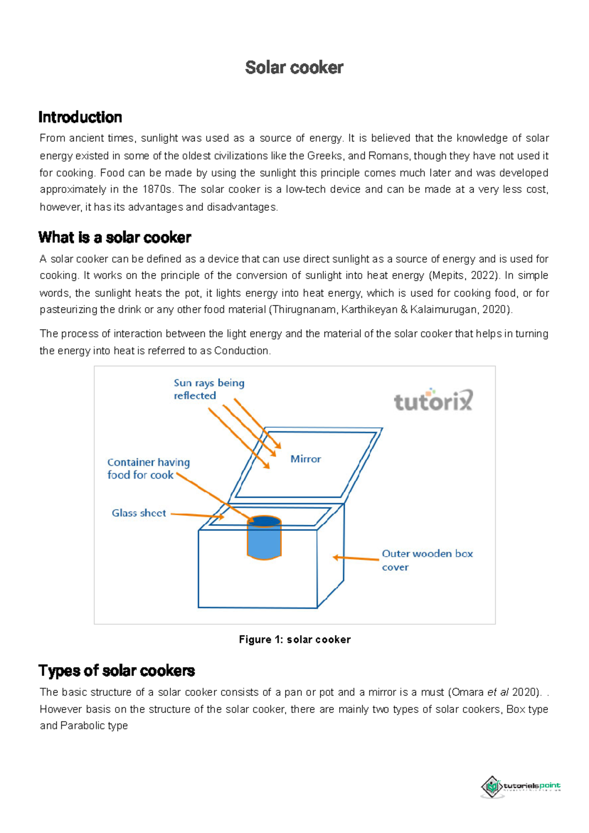 Solar cooker - Solar cooker Introduction From ancient times, sunlight ...