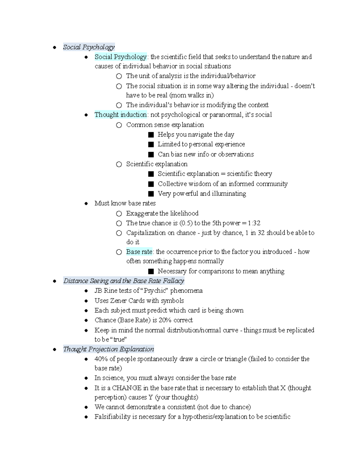 Science and Pseudo-Science - Lecture Notes - Social Psychology Social ...